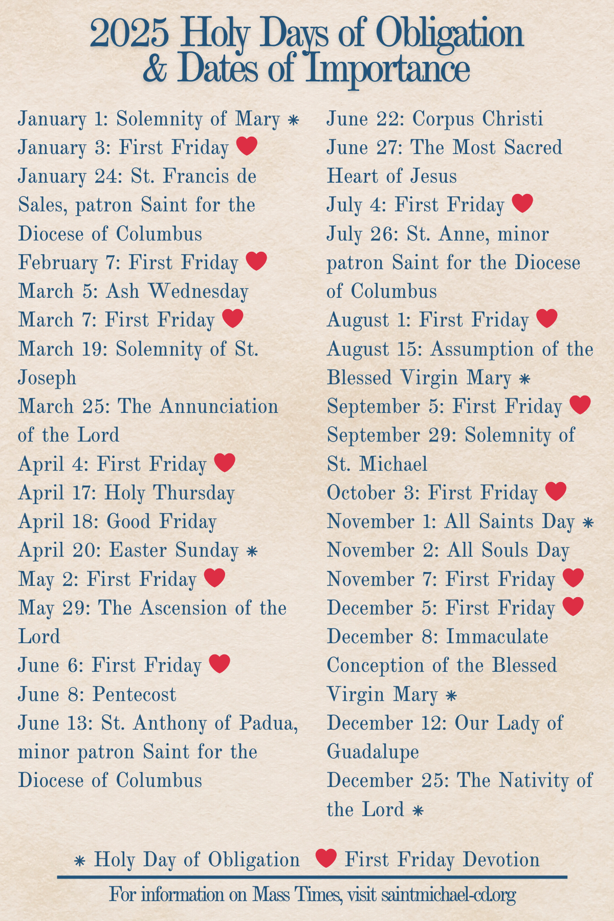 Holy Days – Saint Michael Church